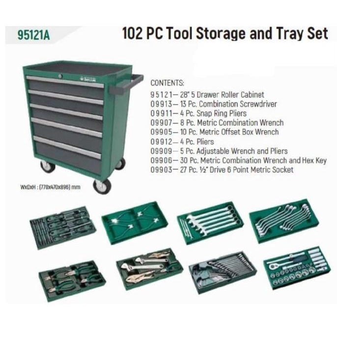 Jual [[[TERBARU BISA COD]]] TOOL BOX 5 DRAWER TOOL KIT SET 102PCS SATA ...