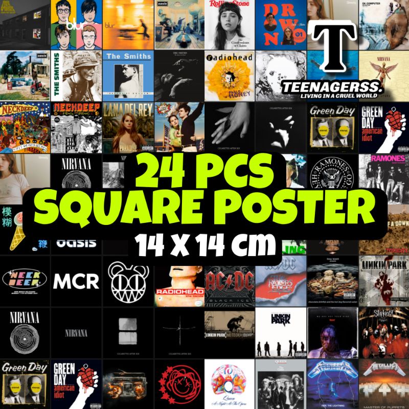 Jual 24 PCS Square Poster Band/Album Mix | Shopee Indonesia