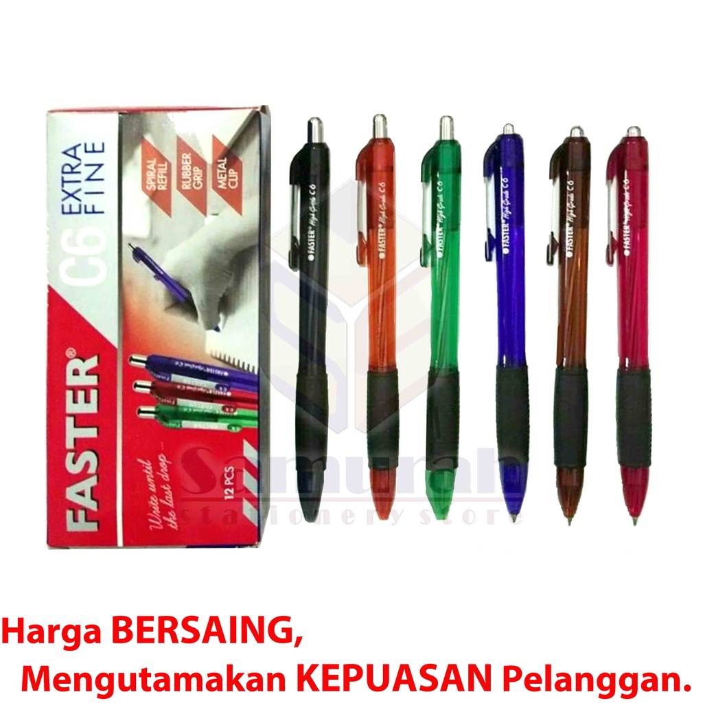 Jual Ballpoint FASTER C6 Extra Fine Point 0.7 mm / Pulpen Cetek C 6 isi ...
