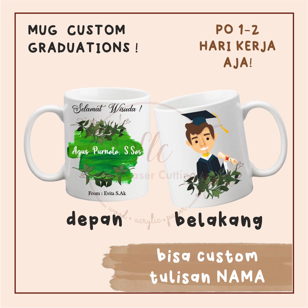 Jual MUG HAPPY GRADUATION CUSTOM TULISAN + DUS MUG | Shopee Indonesia