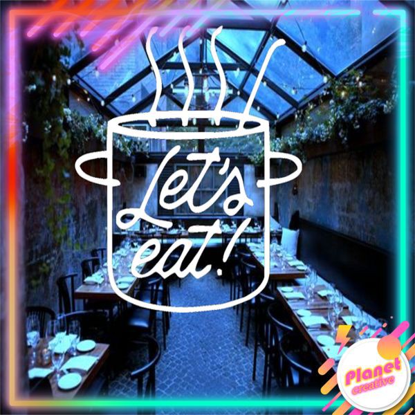 Jual Stiker Unik Dinding Rumah Kaca Cafe Office Wall Sticker Lets Eat ...