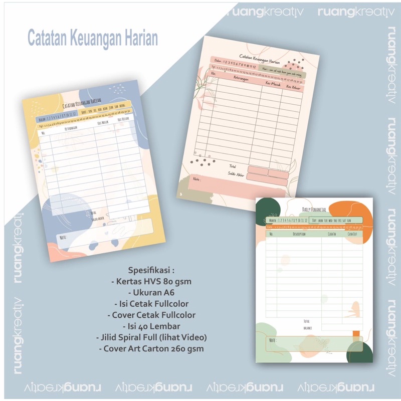 Jual RuangKreativ Catatan Keuangan Harian - Buku Kas - Planner ...