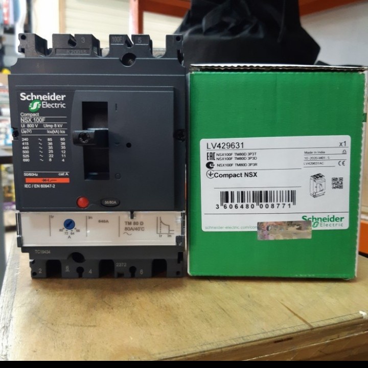 Jual MCCB Schneider NSX100F 3x80A LV429631 NSX 100 F 3P 80A TM80D ...