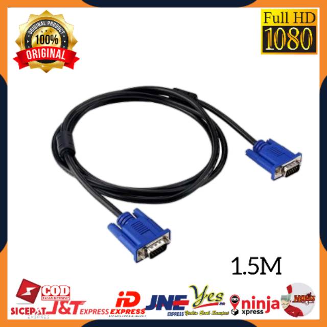 Jual [COD] KABEL VGA MALE TO MALE KE MALE 1.5M / KABEL VGA TO VGA KE VGA DIGITAL UNTUK LAPTOP KE ...