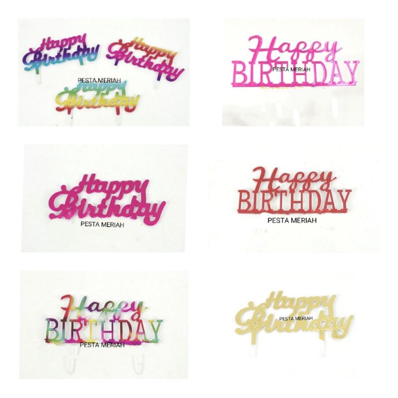 Jual CAKE TOPPER HAPPY BIRTHDAY / CAKE TOPPER HBD KECIL RAINBOW / CAKE ...