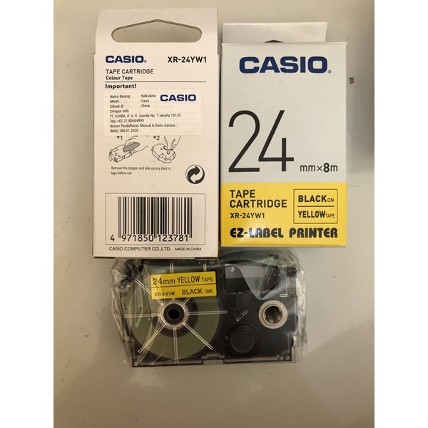 Jual LABEL CASIO / TAPE CASIO LABEL 24 mm black ink yellow (original ...
