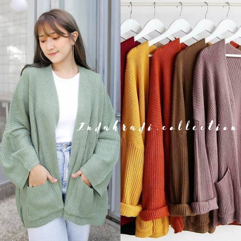 Jual ZUNEASHOP - LAVELA CARFDIGAN RAJUT OVERSIZE, CARDIGAN WANITA TEBAL | Shopee Indonesia