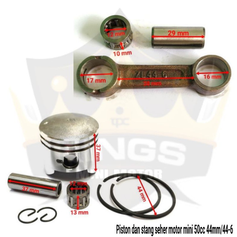 Jual Stang seher dan piston set motor mini/mesin rumput 50cc 44mm/44-6 ...