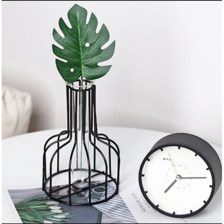 Jual pot bunga besi botol kaca vas tanaman hijau cantik dekorasi rumah ...