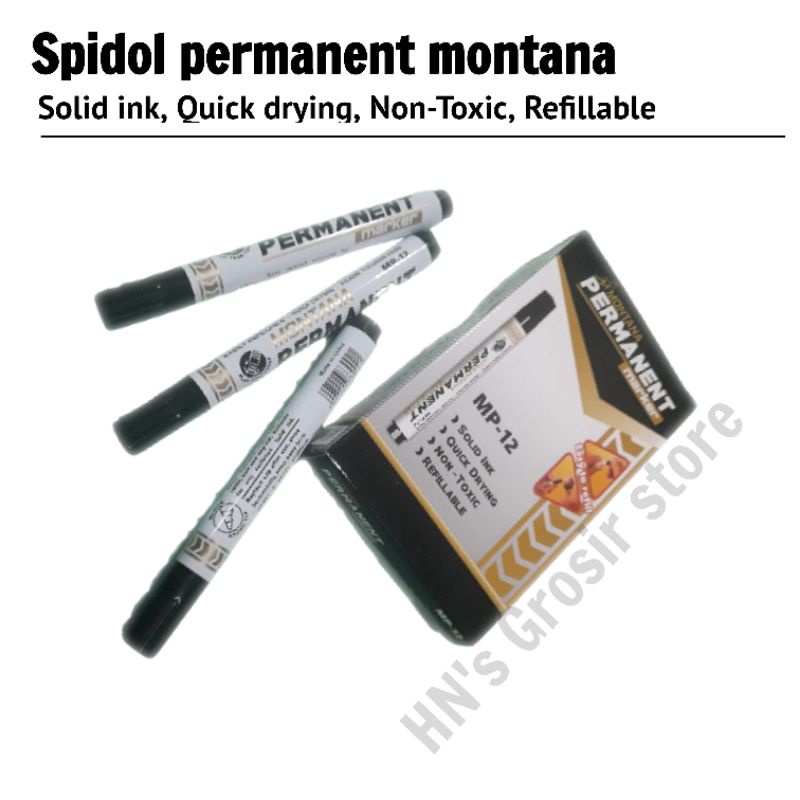 Jual Spidol montana permanet marker hitam besar MP-12 can to refiil ...