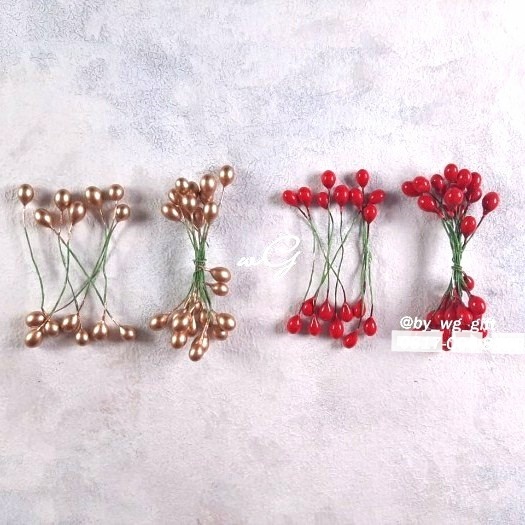 Jual Hiasan Natal: Putik Bunga Emas dan Merah - Mix Size ; 1 pack: 12 ...
