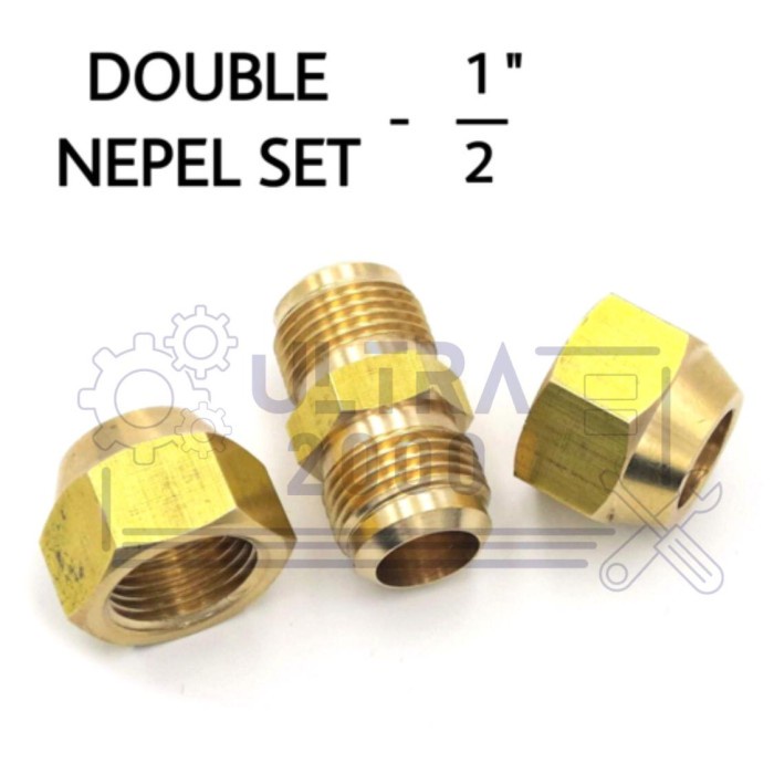 Jual Double Nepel 1/2 SET / Nepel Ac Mobil Angin Kompresor / Nepel Sambungan Selang / Alat Alat ...