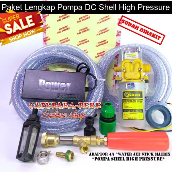 Jual Paket Lengkap Pompa Air DC 12 Volt SHELL High Pressure Jet Cleaner ...