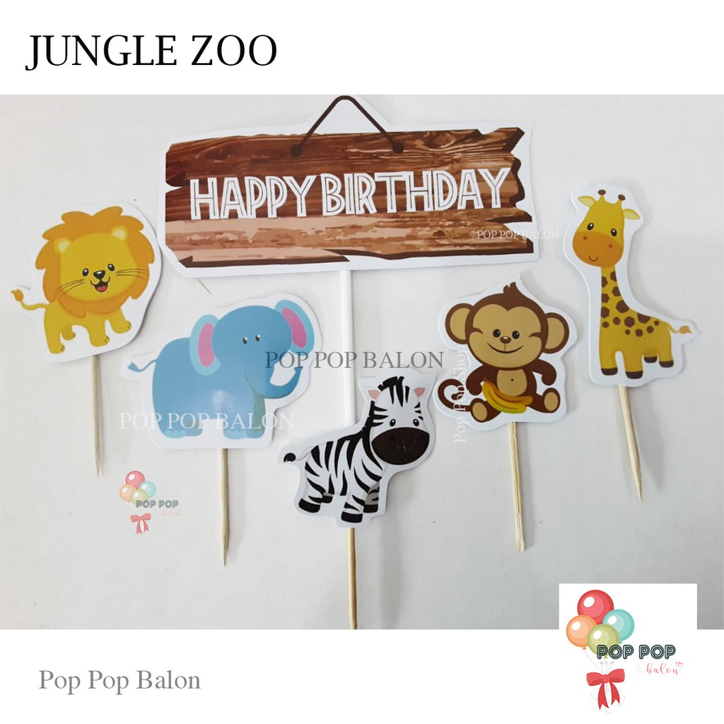 Jual Cake Topper ZOO hewan animal/ Topper Kue Karakter Hiasan Kue ...