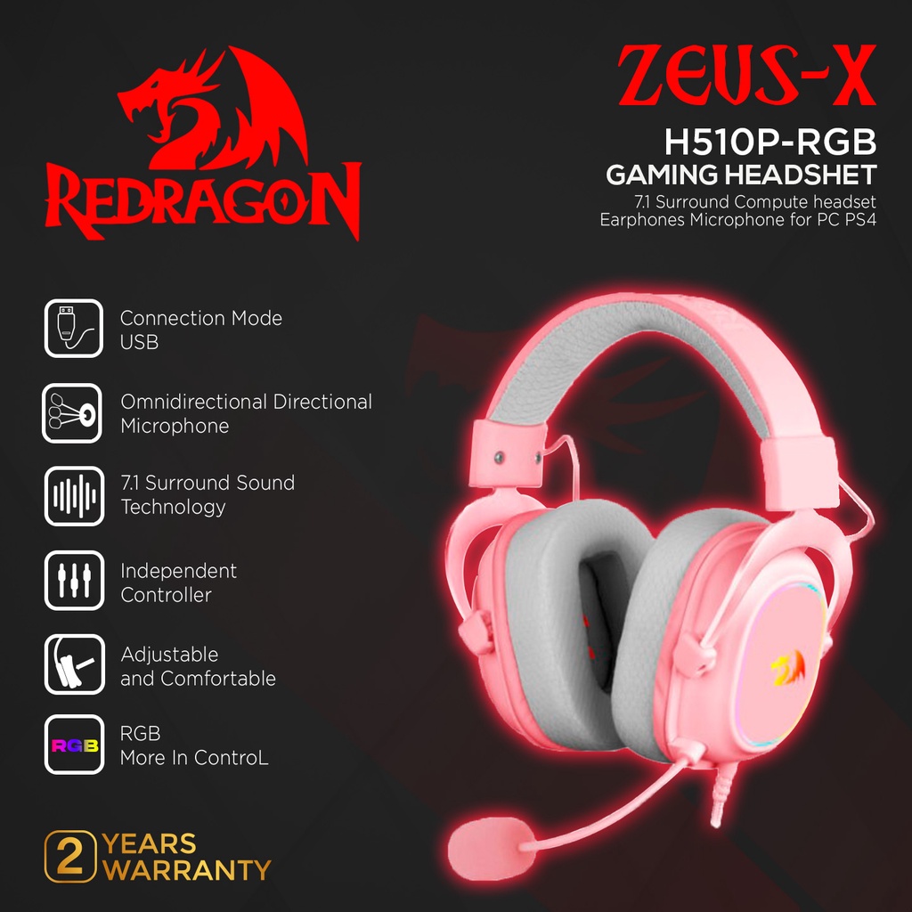 Jual Redragon Over-Ear ZEUS-X USB RGB Gaming Headset - H510P-RGB ...