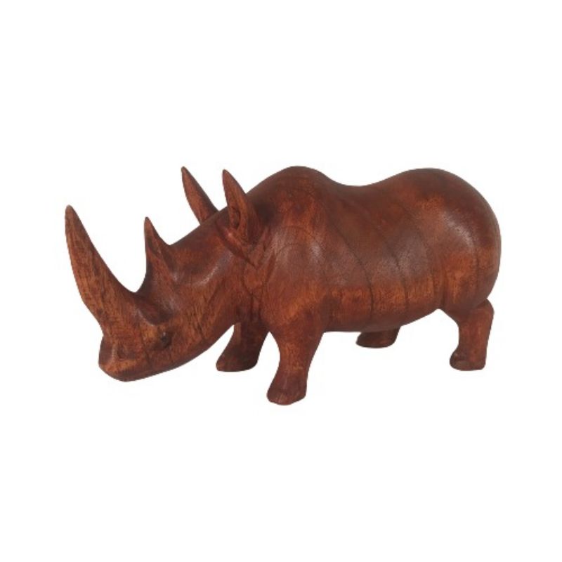 Jual Pajangan ruang tamu patung badak kayu tinggi 10 cm | Shopee Indonesia