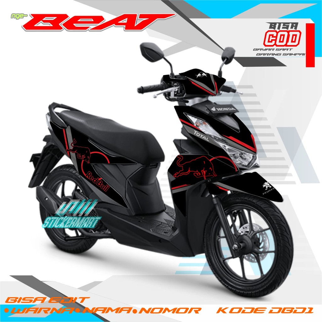 Jual STICKER DECAL FULL BODY HONDA BEAT HITAM REDBULL | Shopee Indonesia