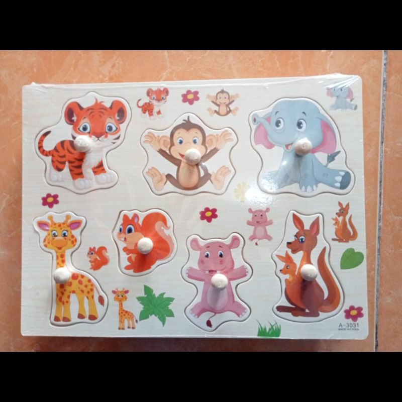 Jual Puzzle puzle puzzel puzel kayu knob mainan anak bayi edukasi toys ...