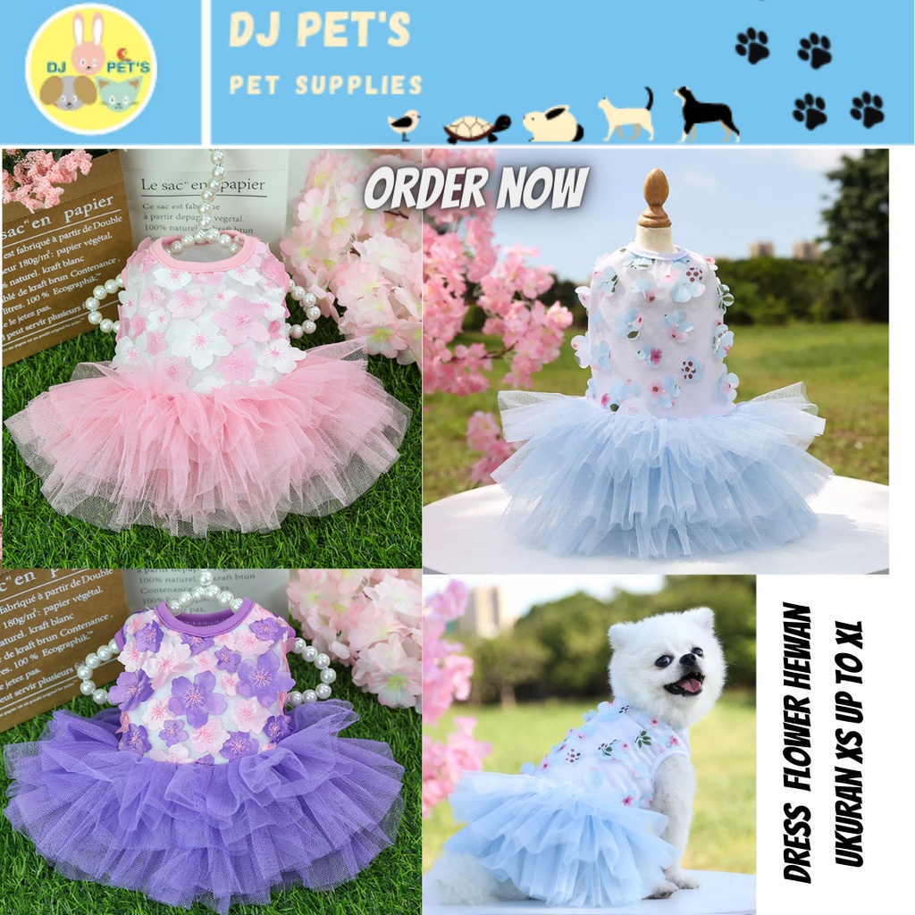 Jual baju anjing dan baju kucing pet clothes baju anabul dress floral PET1041 | Shopee Indonesia