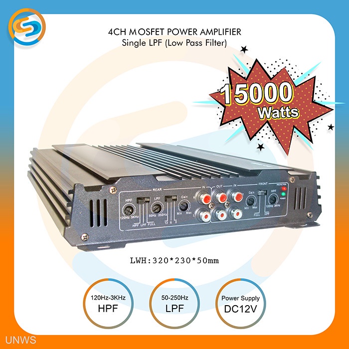Jual AMPLI 4CH MOSFET POWER AMPLIFIER SINGLE LPF 15000WATTS UNWS | Shopee Indonesia