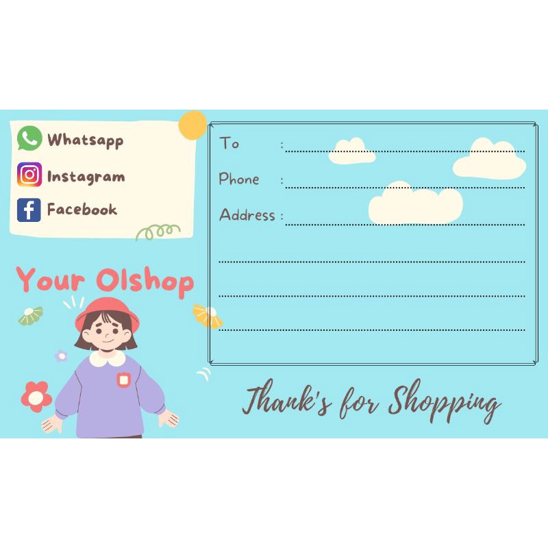 Jual STIKER PENGIRIMAN CUSTOM OLSHOP / LEMBAR PENGIRIMAN OLSHOP CUSTOM ...