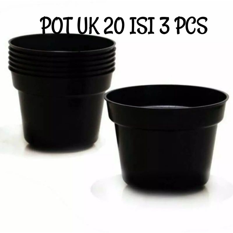 Jual Pot bunga UK 20 (diameter 19cm) isi 3 pcs /pot bunga plastik/ pot ...