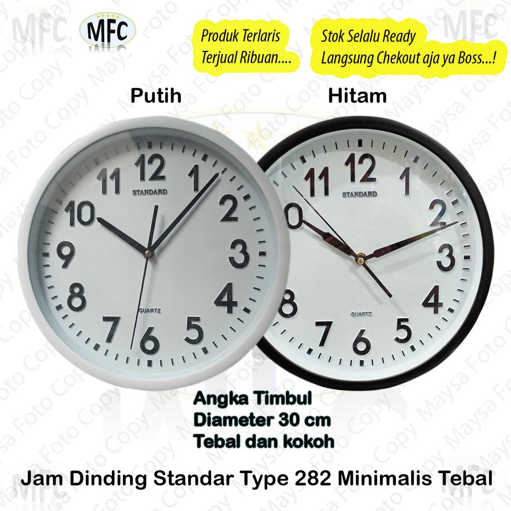 Jual Jam dinding Minimalis standar 282 hitam dan putih | Shopee Indonesia