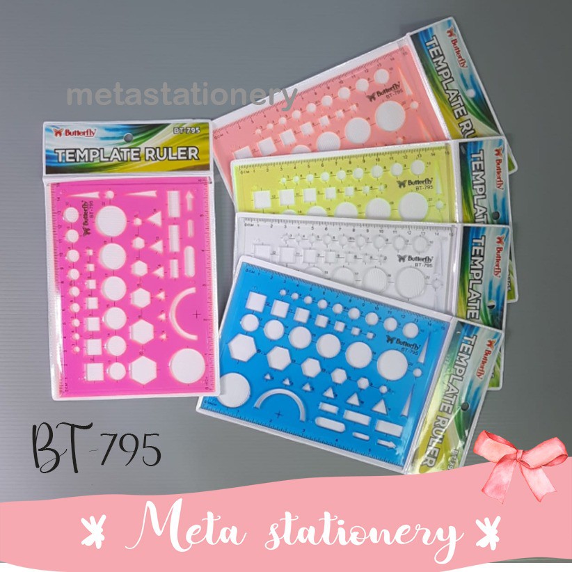 Jual Template Ruler / Penggaris Cetakan BT-795 Butterfly ( Warna Random ...