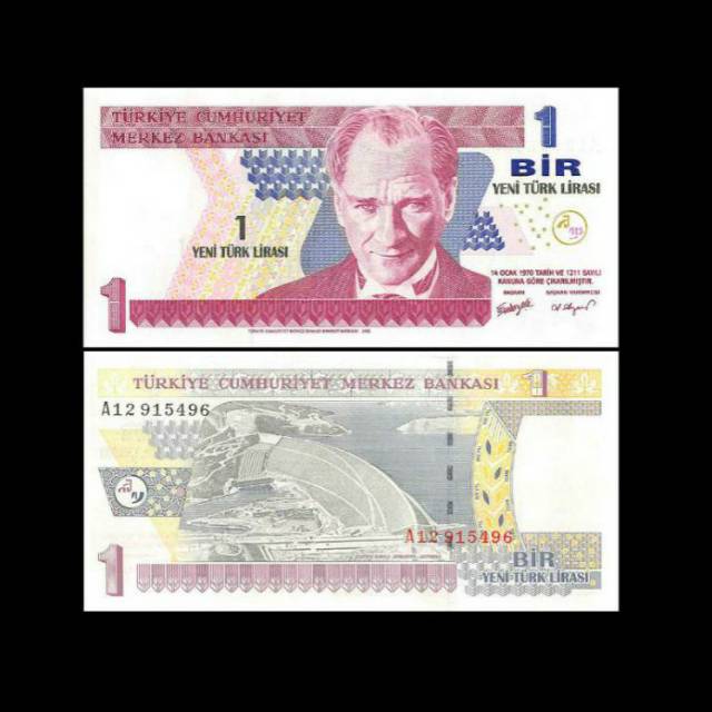 Jual TURKEY 1 LIRA 2005 UNC GRESS BANKNOTE MUSTAFA KEMAL ATATURK 1 ...