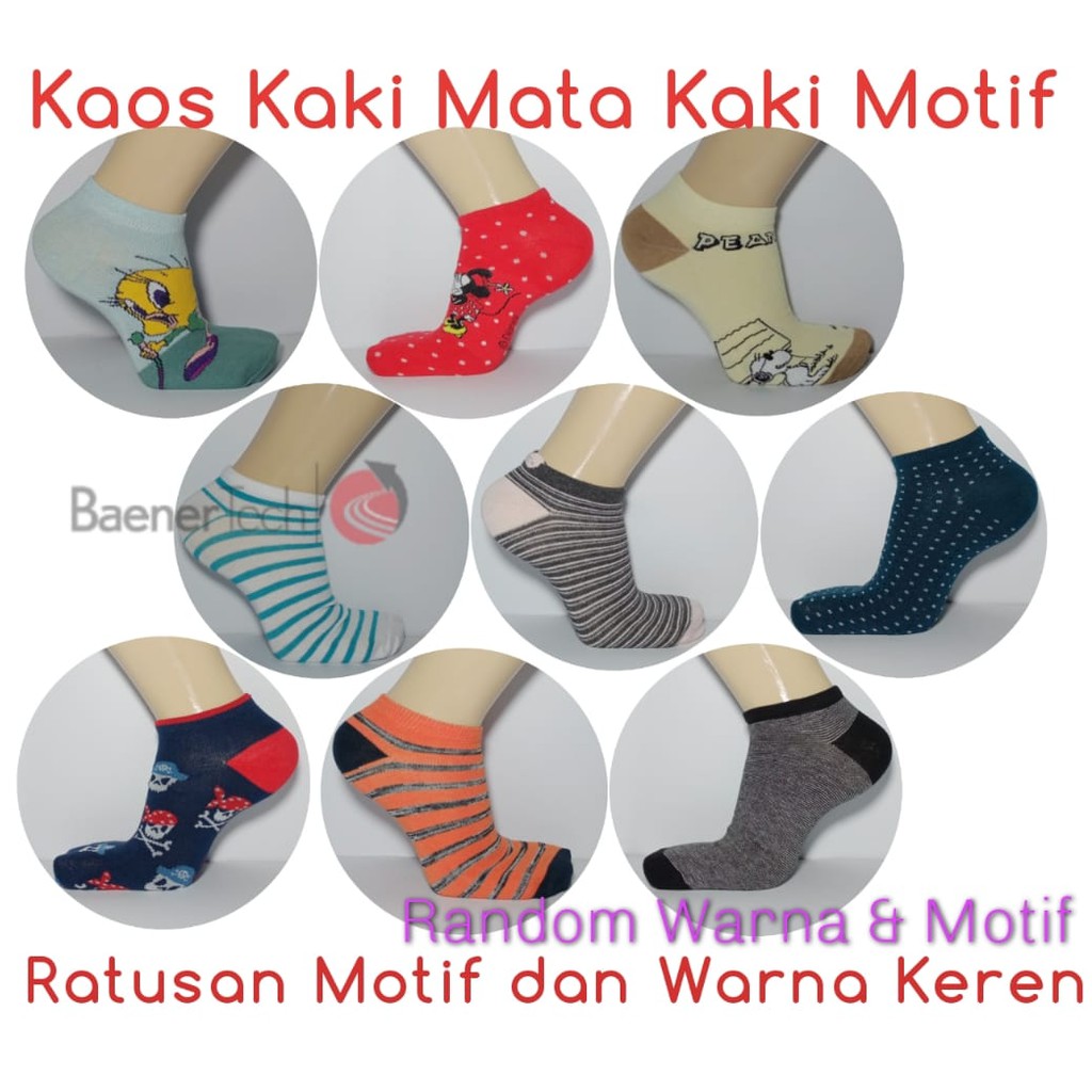 Jual Mata Kaki Pendek Mata Kaki Motif Pria Wanita/ Kaos Kaki Ankle Cute ...