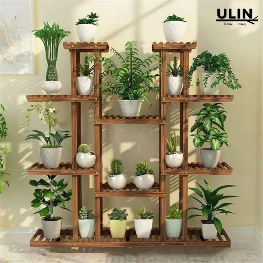 Jual Rak Kayu Kepala 2 Minimalis Tanaman Bunga Hias Furniture