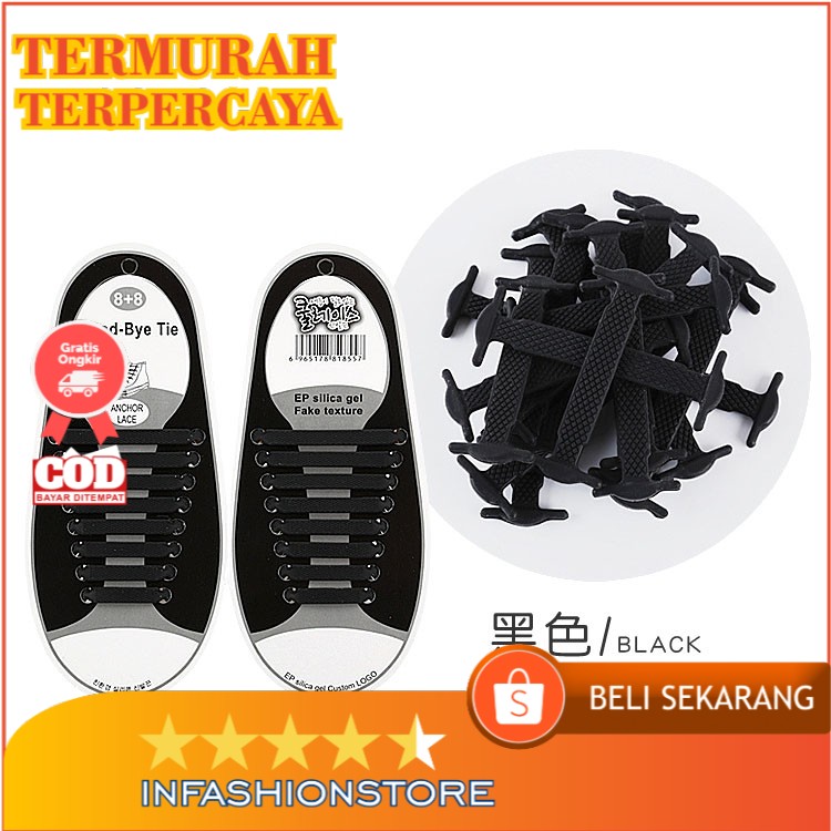 Jual PROMO GERCEP Tali Sepatu Lazy Lace No Tie Shoelaces 12 PCS tali ...