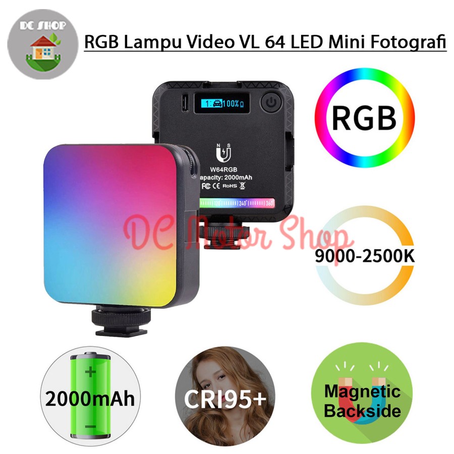 Jual LED Video Light VL 64 LED RGB Magnetic Ambient Lampu Studio Video ...