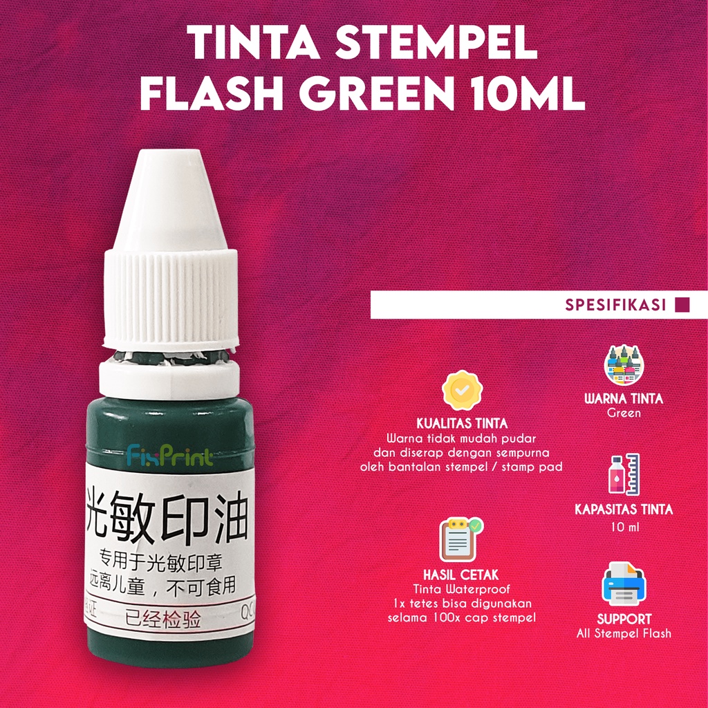 Jual Tinta Stempel Flash Green 10ml, Refill Stamp Ink Waterproof Hijau ...