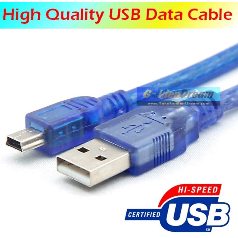 Jual Kabel Data USB A to Mini USB B Male Cable Biru Phone Arduino Nano ...