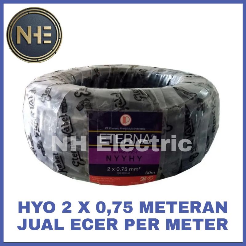 Jual Kabel Eterna Hyo Serabut Tembaga 2x0,75mm² Hitam SNI - Kabel ...
