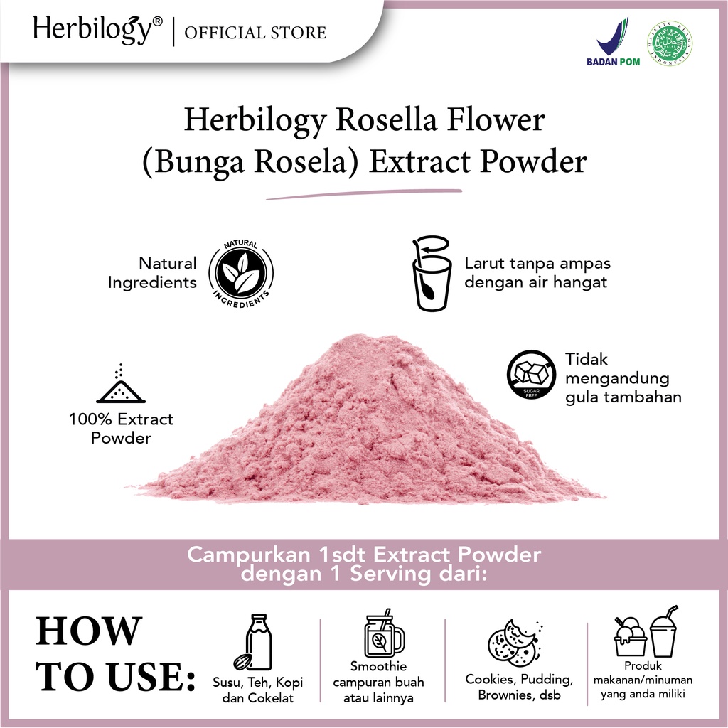 Jual Herbilogy Rosella Flower (Bunga Rosela) Extract Powder 500 gr ...