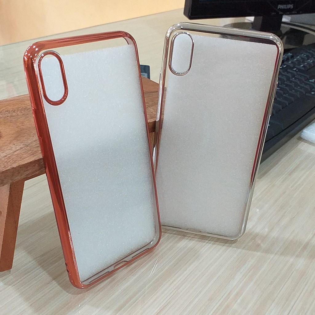 Jual Casing Iphone XS MAX Silikon Bening Transparan List Warna Plating ...