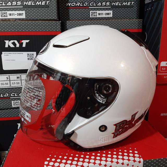 Jual Helm KYT DJ Maru Solid White Pearl Gold / KYT Djmaru polos putih | Shopee Indonesia