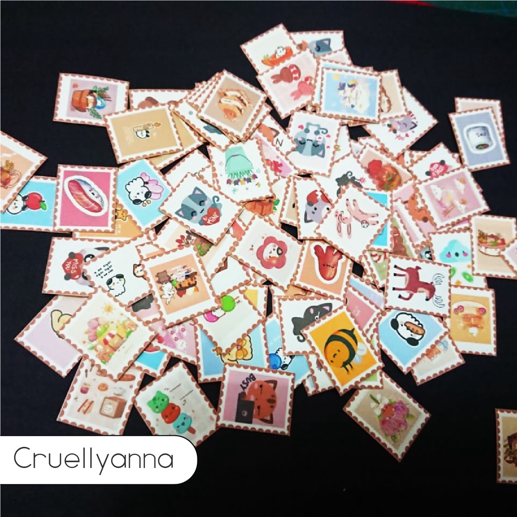 Jual [100 pcs] stiker kecil imut lucu bentuk perangko bisa untuk ...