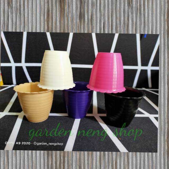 Jual POT NEW TAWON 7 WARNA WARNI 7.5 CM POT BUNGA PUTIH PLASTIK VAS ...