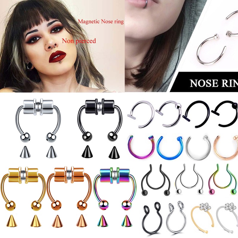 Jual [Cuci Gudang] 1 Pc Cincin Tindik Hidung Palsu Bentuk U Bahan ...