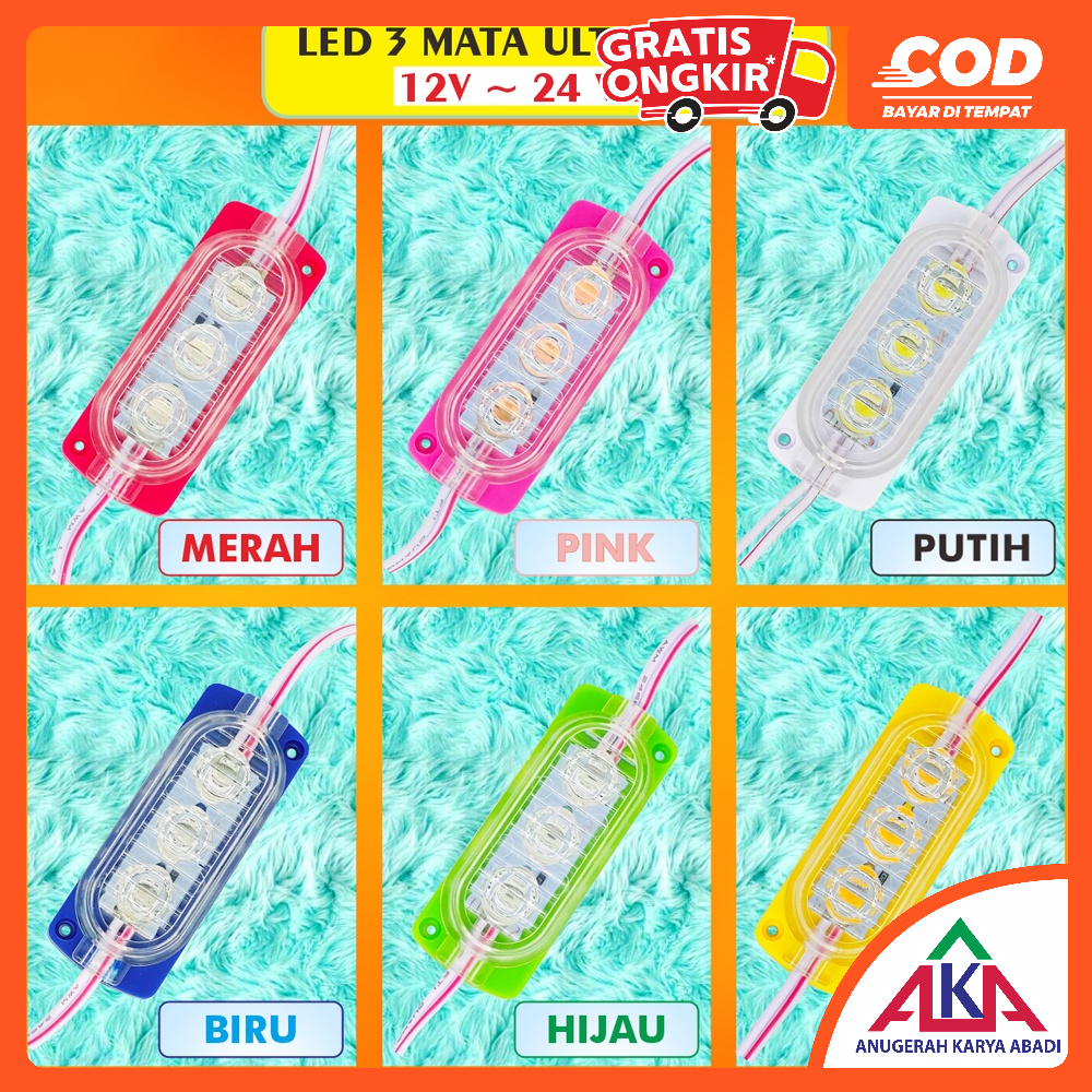 Jual BARU Lampu LED Ultrasonic 3 Mata 12 / 24 Volt (1x3) / LED Modul Ultrasonic 12V/24V | Shopee ...