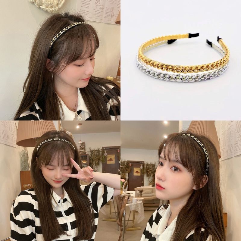 Jual Bando Motif Rantai 1.1cm Bando Besi Emas Perak Bandana Korea bahan ...