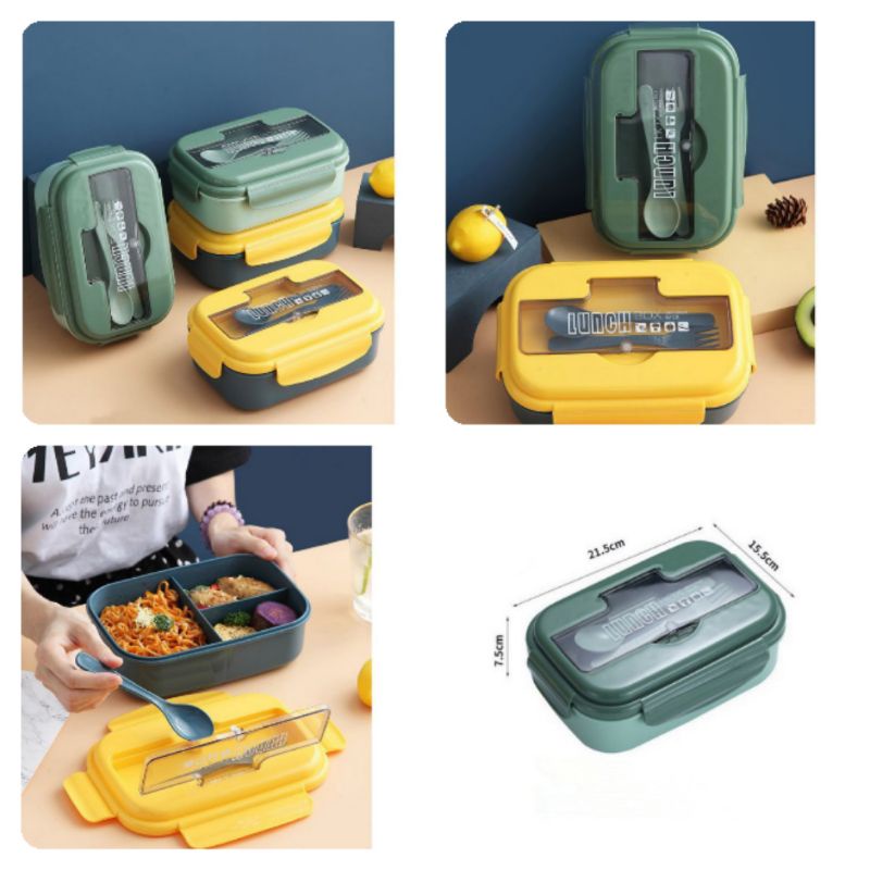Jual Lunch box satu set / tempat makan lunch box satu set | Shopee ...