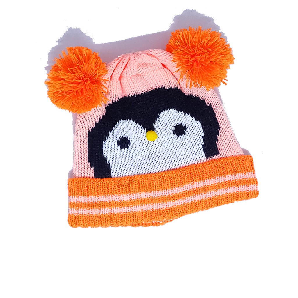Jual KUPLUK RAJUT ANAK / BAYI / BALITA MODEL POMPOM KARAKTER PINGUIN ...