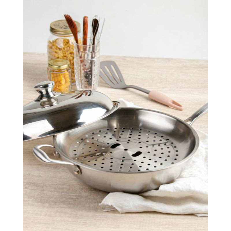 Jual Solide Wok Pan 32 Fiamma Cookware Stainless Steel Cookware ...