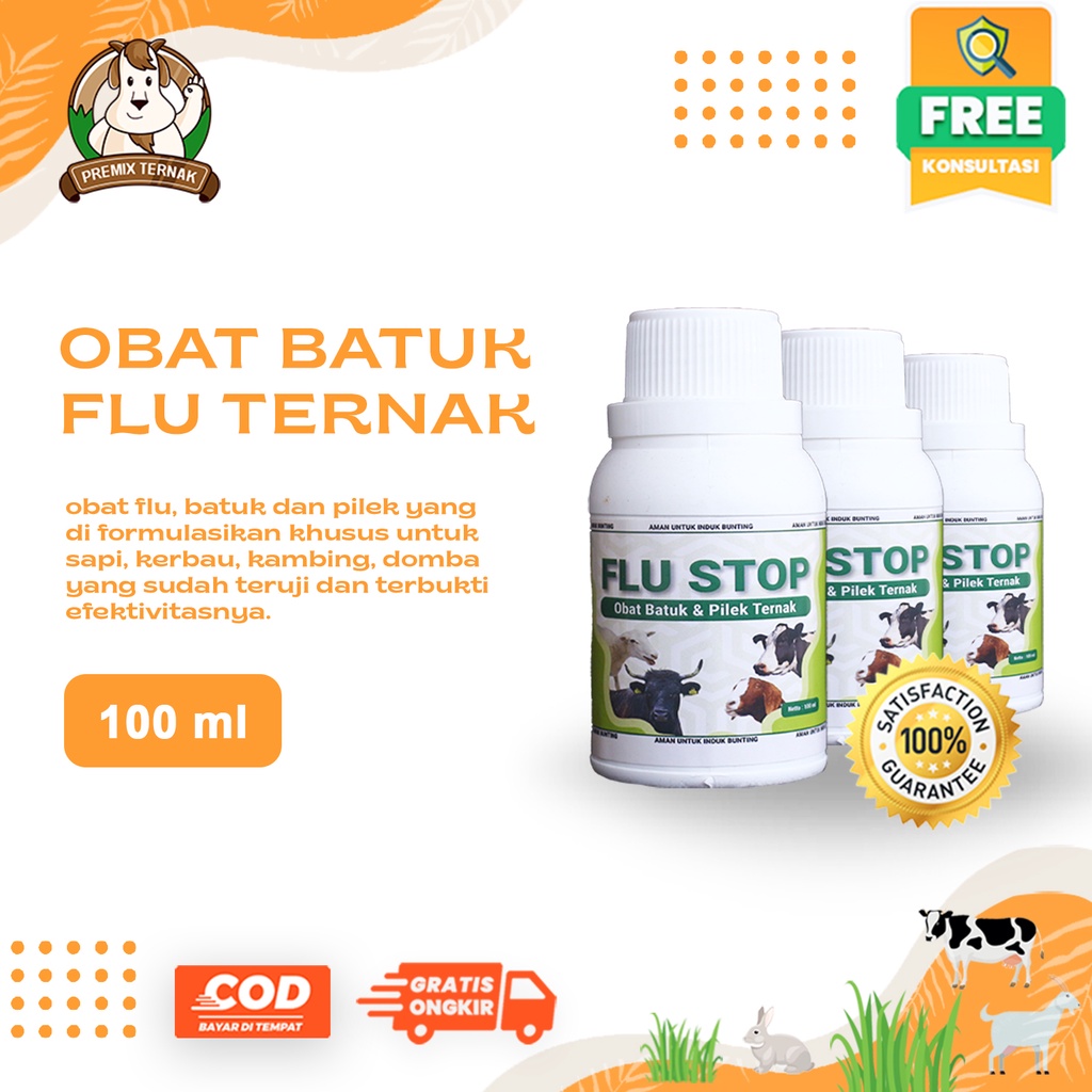 Jual FLU STOP 100ML - Obat Flu Batuk Pilek Pneumonia Untuk Ternak Sapi ...