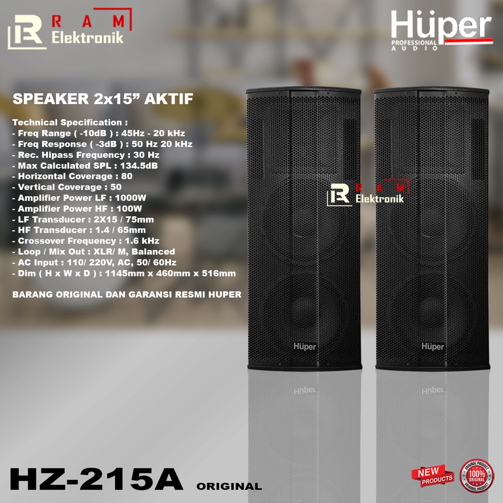 Jual Speaker 2x15 Inch Aktif HUPER HZ 215A / HZ 215 A / HZ215A Original ...