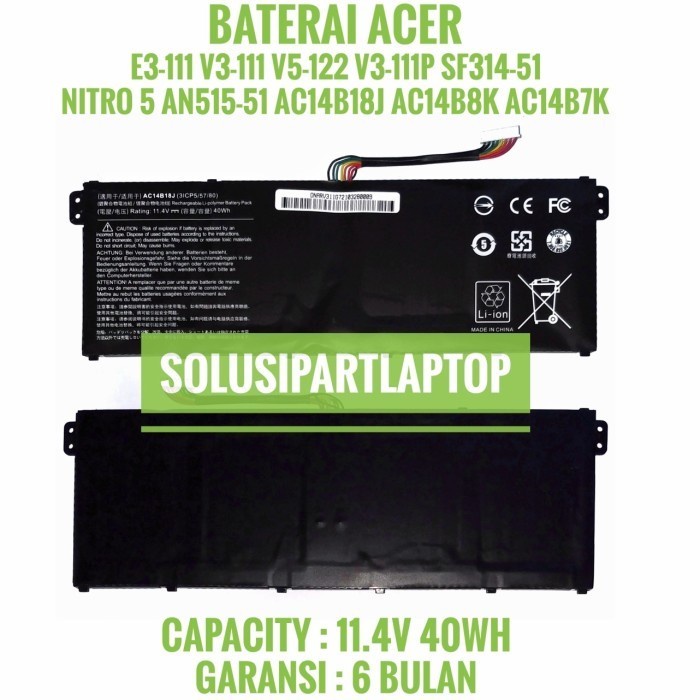 Jual Baterai ACER Aspire E3-111, E3-112, ES1-511, (model Tanam) | Shopee Indonesia